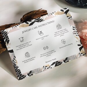 Boho Jewellery Care Card Template, Editable Luxury Jewelry Care ...