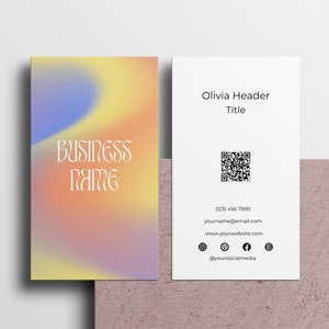 Gradient Business Card Template QR Code, Instant Download Modern ...