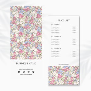 Editable Pink Price List Template, Printable Makeup Pricing List ...
