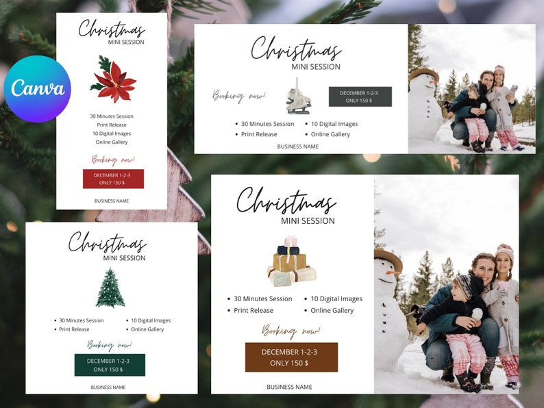 Christmas Mini Session Marketing Template Bundle for Photographers ...