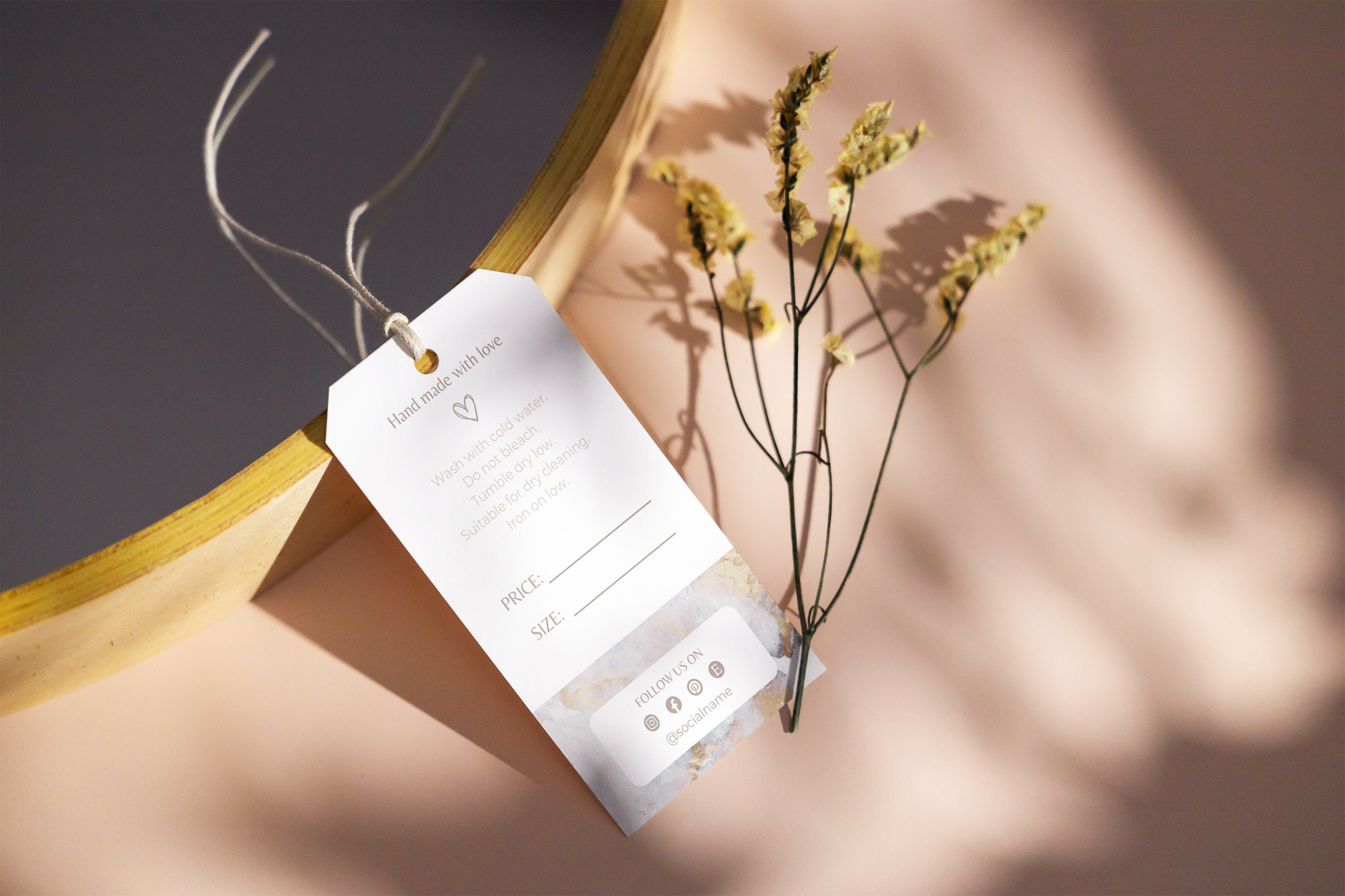 Editable Marble Hanging Tags Template, Printable Fashion Label Template ...