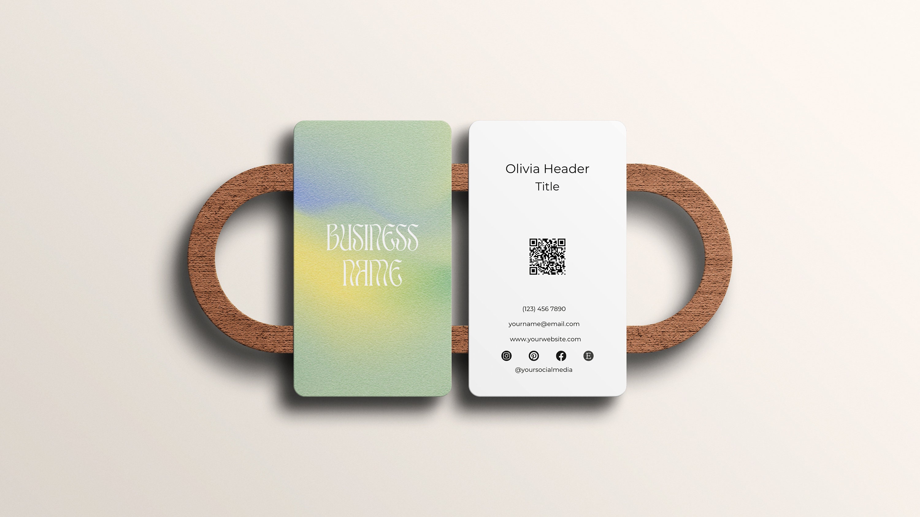 Gradient Business Card Template QR Code, Instant Download Trendy ...