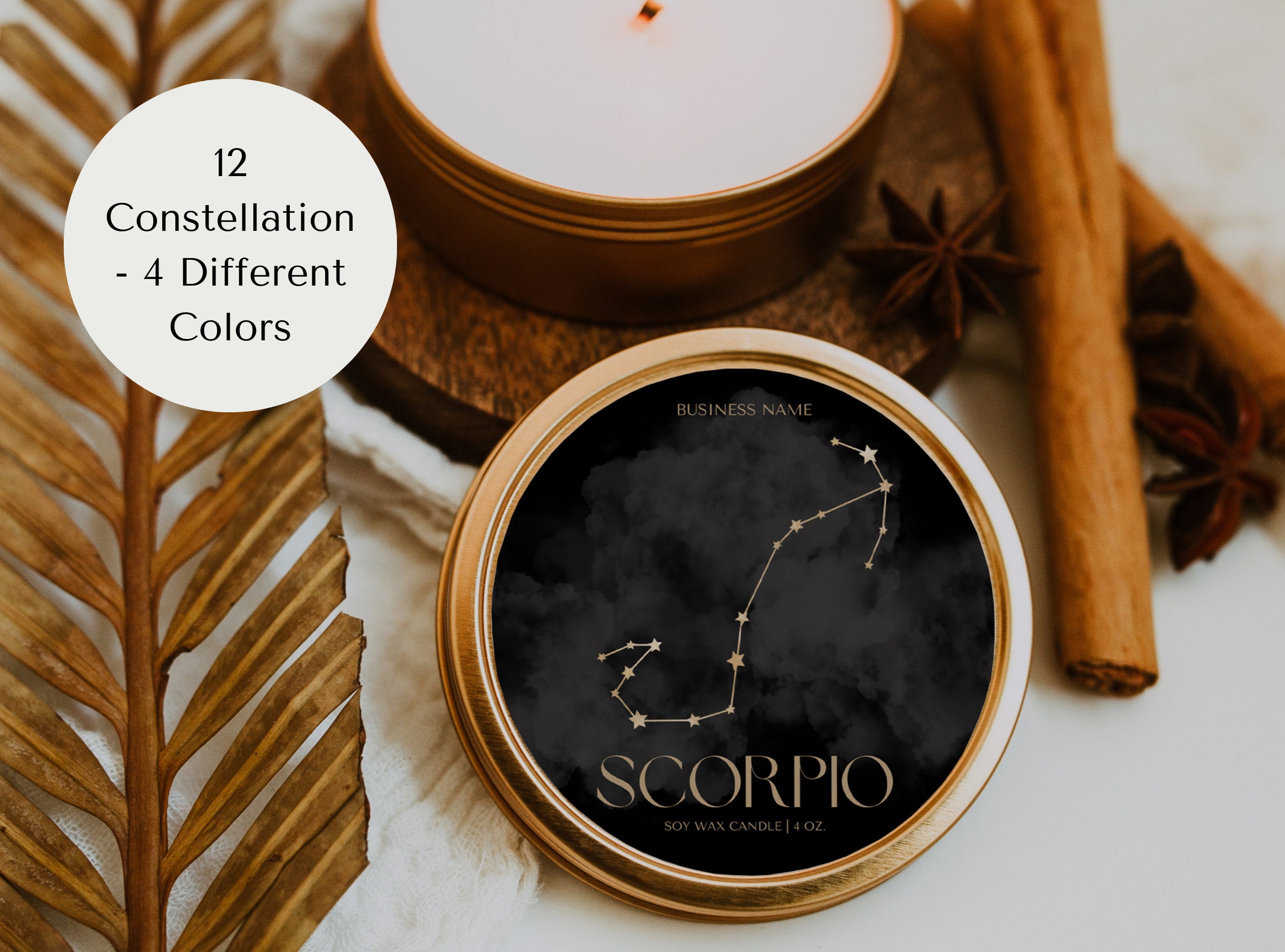 Zodiac Sign Candle Label Template 12 Pcs Constellations Round - Etsy