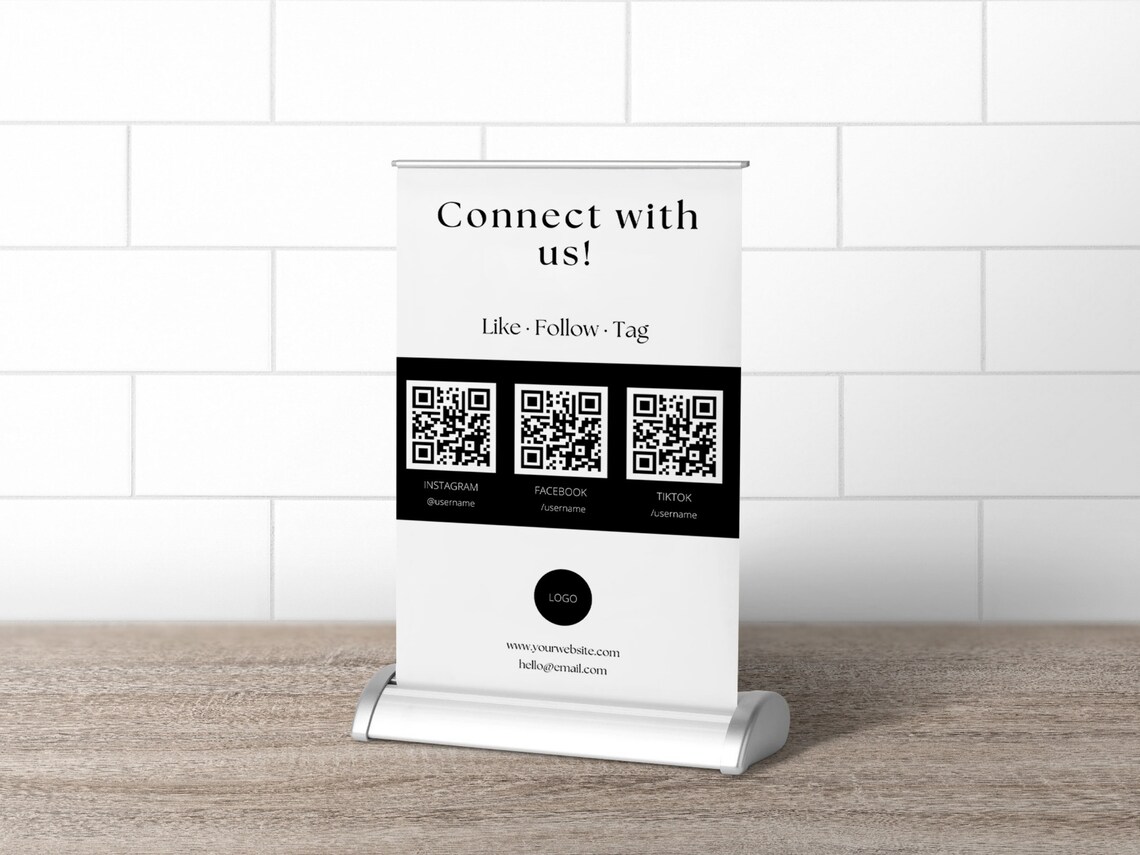 Social Media QR Code Sign Template, Instagram Sign, Facebook Sign ...