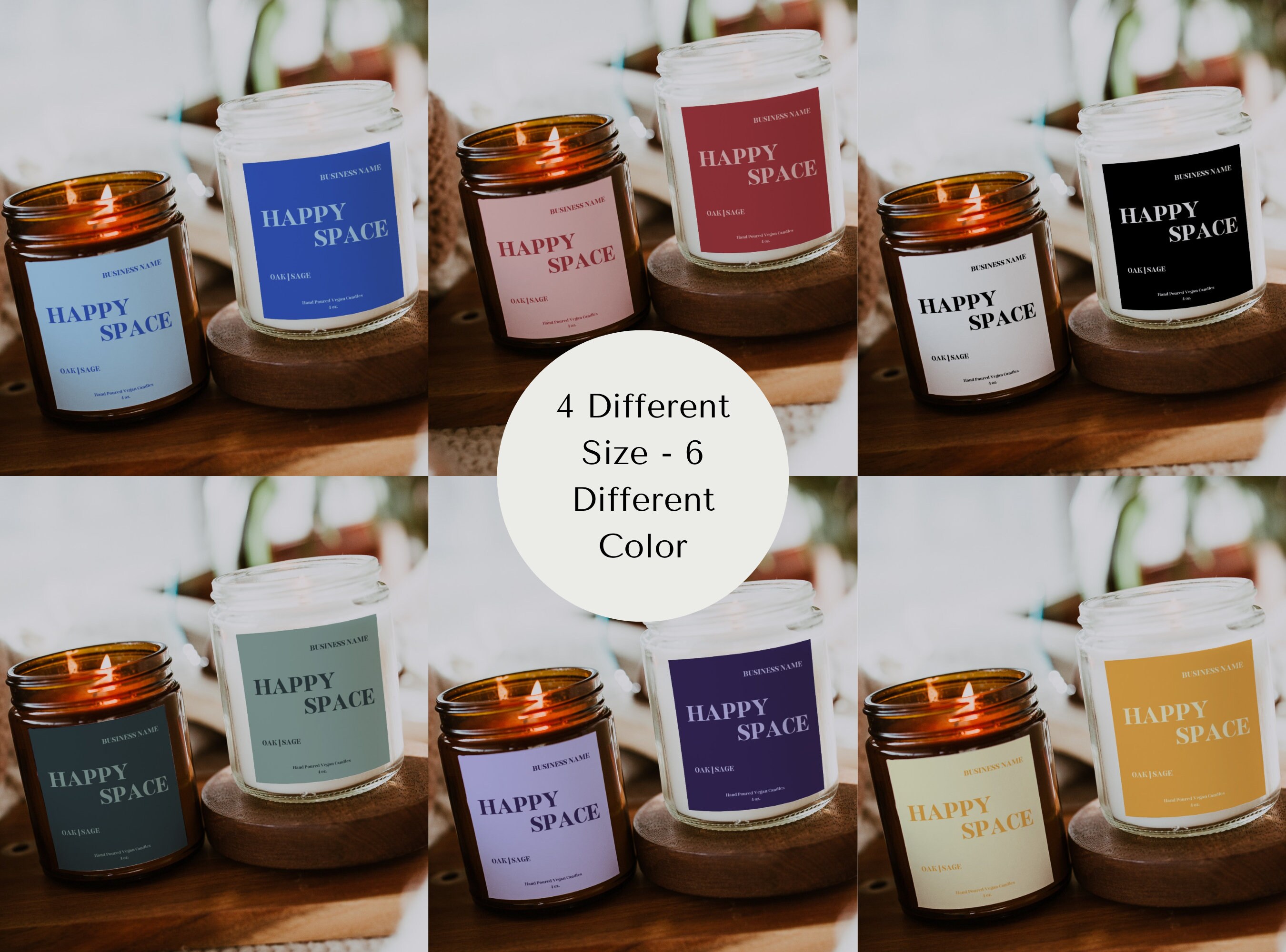 Editable Colorful Candle Label Bundle Modern Candle Label - Etsy