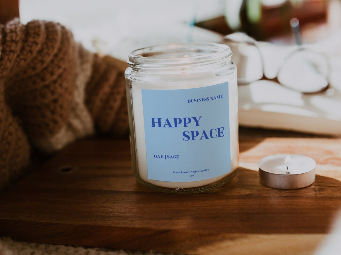 Editable Blue Candle Label Design Customizable Modern Candle - Etsy