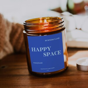 Editable Blue Candle Label Design, Customizable Modern Candle Label ...