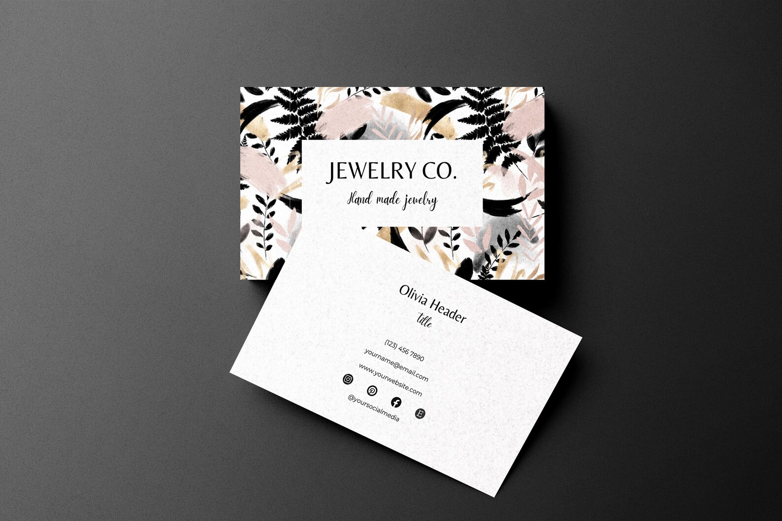 Floral Business Card Template, Printable Boho Gold Business Card ...