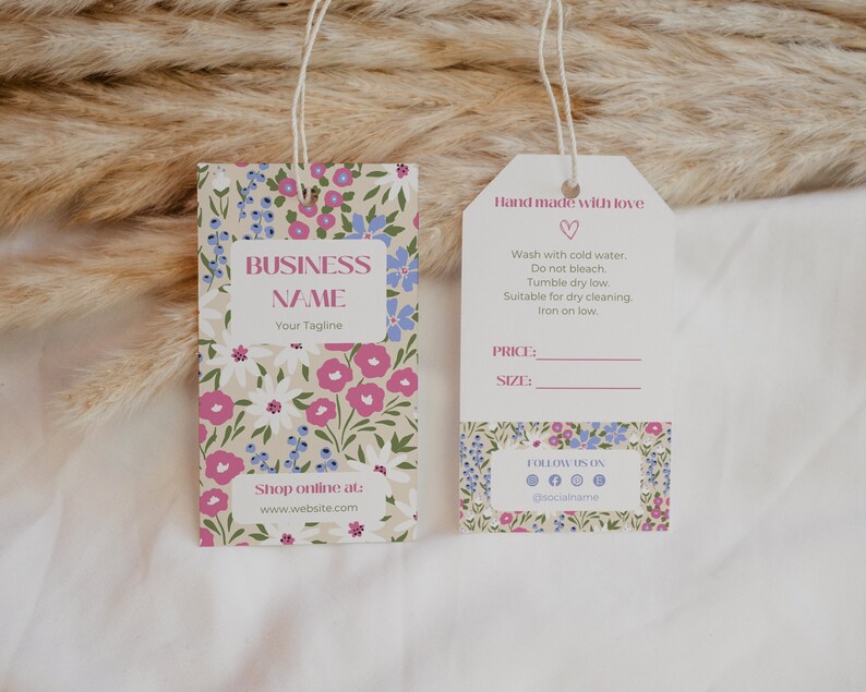 Editable Floral Hanging Tags Template, Printable Fashion Label Template ...