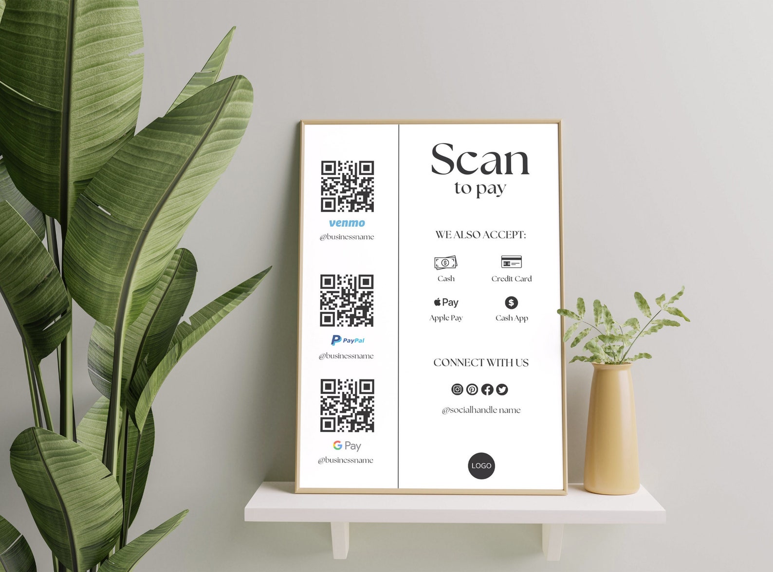 Editable Scan to Pay Sign Template, Canva Template, QR Code Sign ...