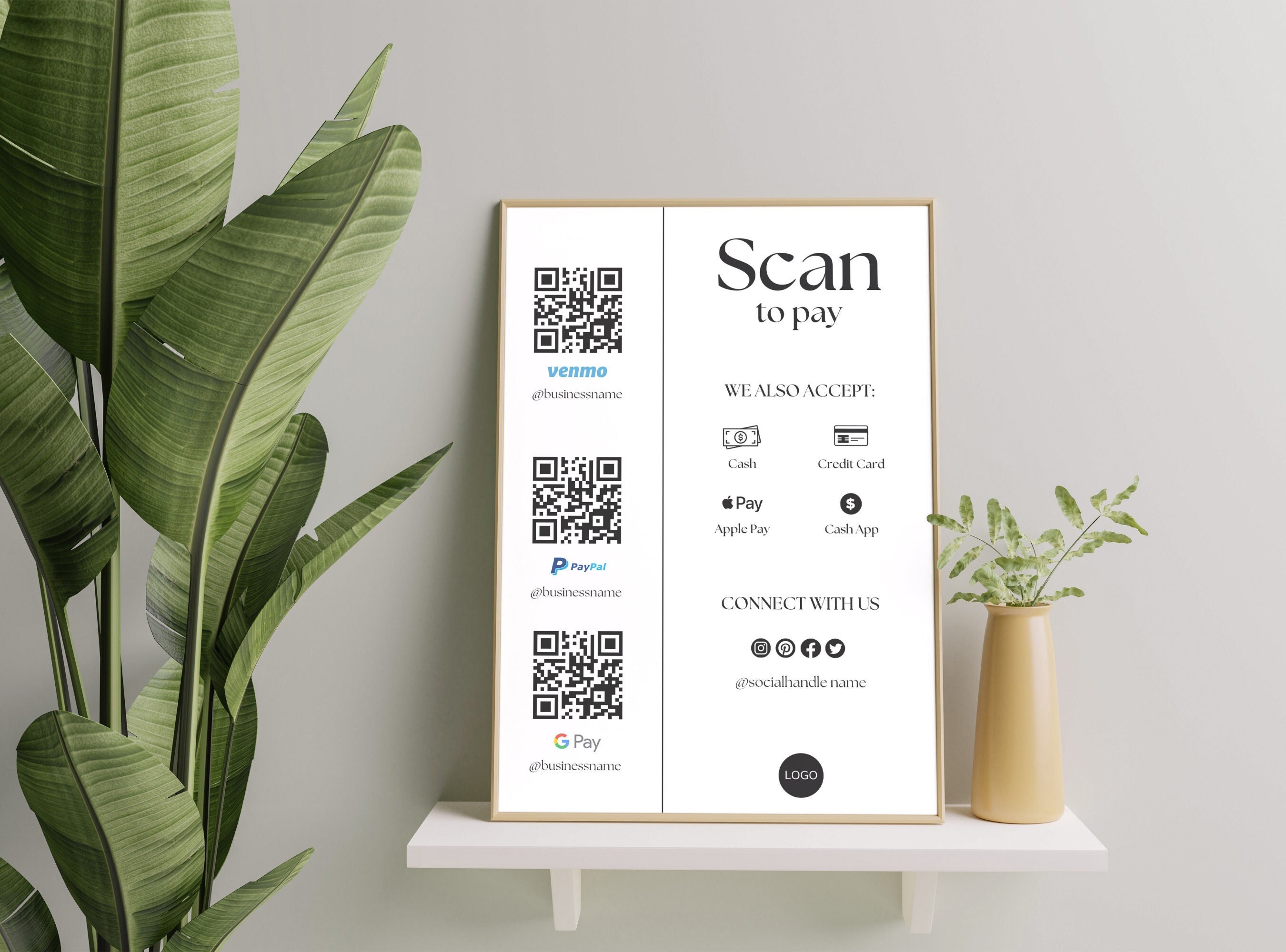 Editable Scan to Pay Sign Template, Canva Template, QR Code Sign ...