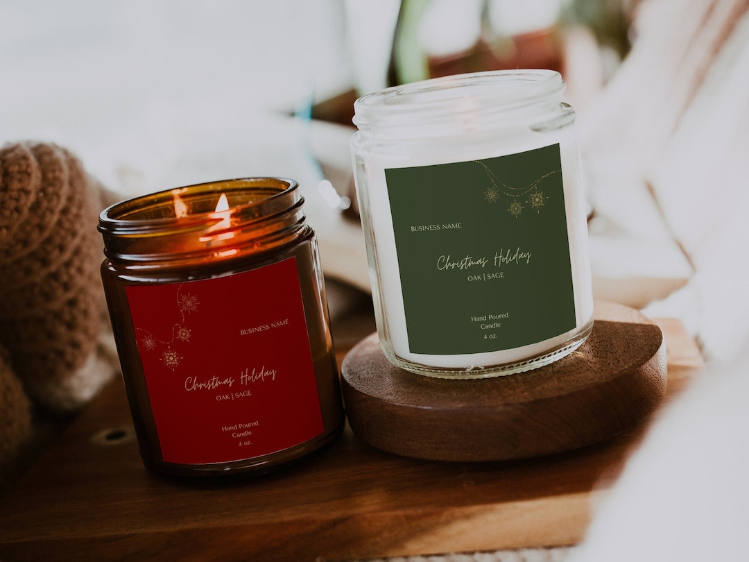 Editable Christmas Candle Label Template, Custom Christmas Candle Label ...