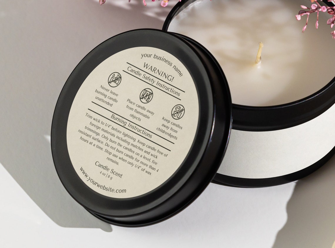 Editable Candle Warning Label Template, Printable Candle Safety Sticker ...