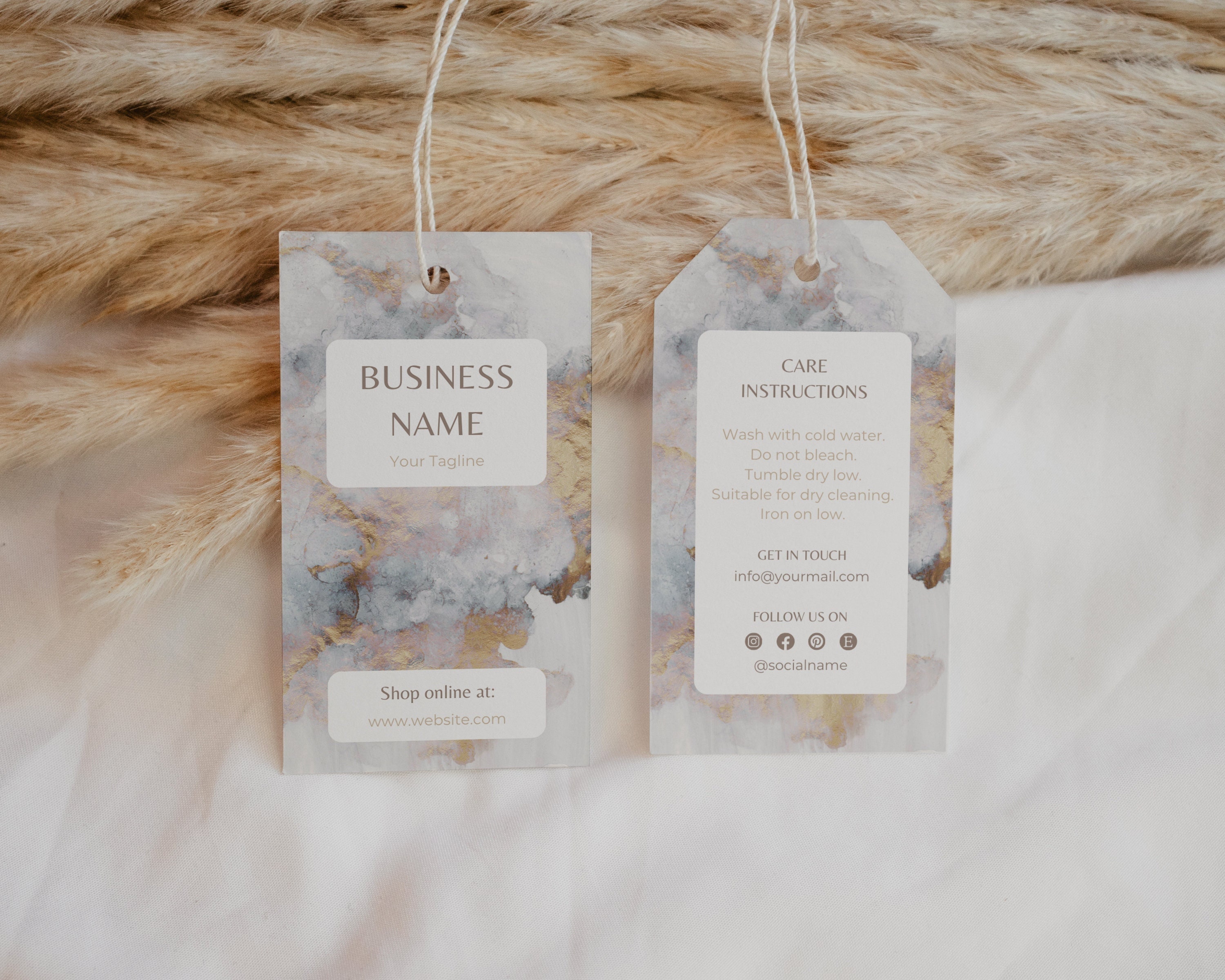 Editable Luxury Hang Tag Template, Printable Marble Garment Label ...