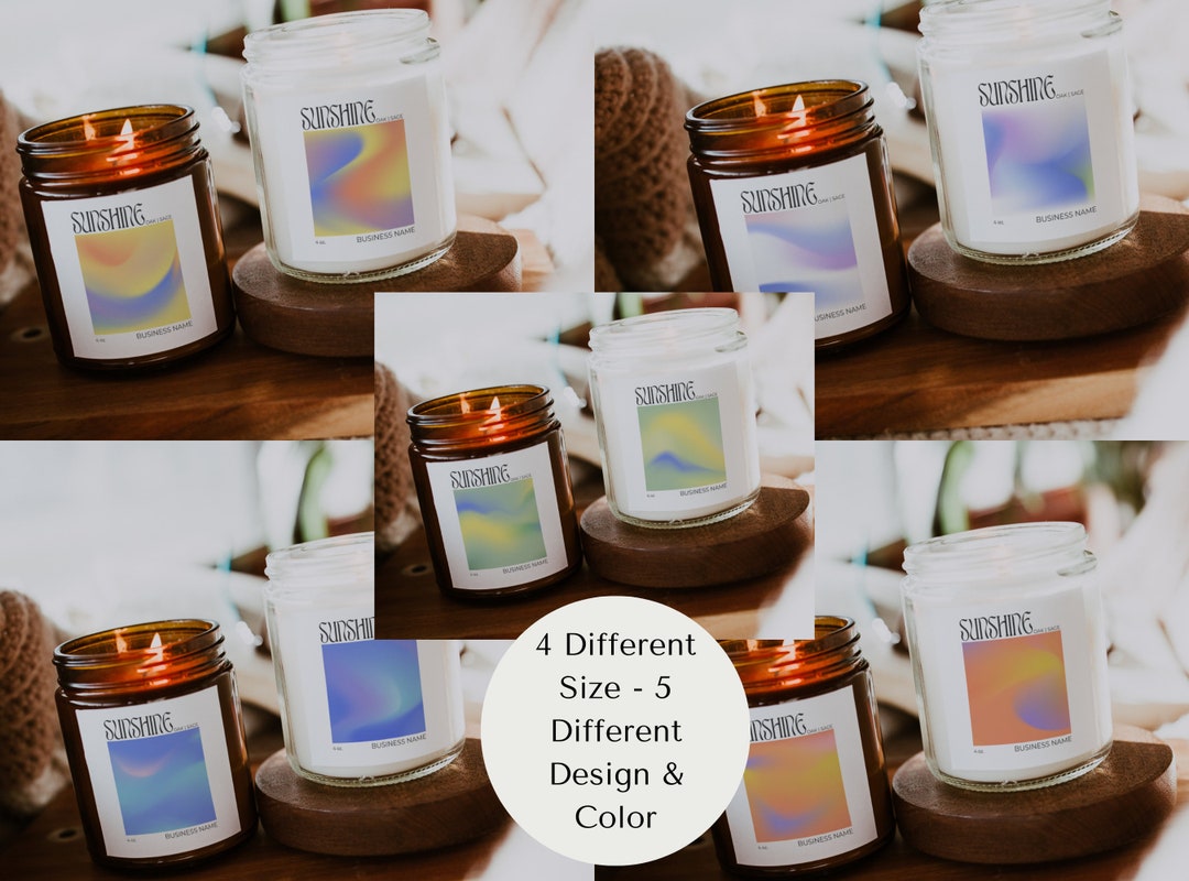 Editable Gradient Candle Label Bundle Template Customizable Orange ...