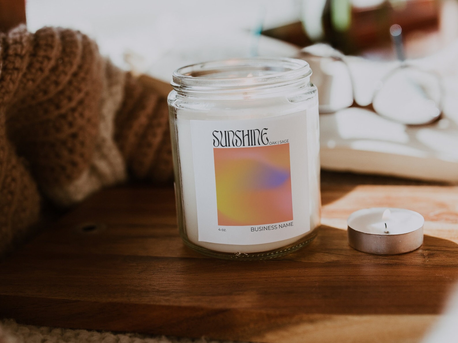 Editable Gradient Candle Label Template, Customizable Orange Candle ...