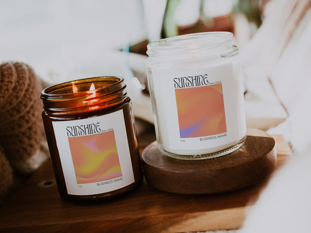 Editable Gradient Candle Label Template, Customizable Orange Candle ...