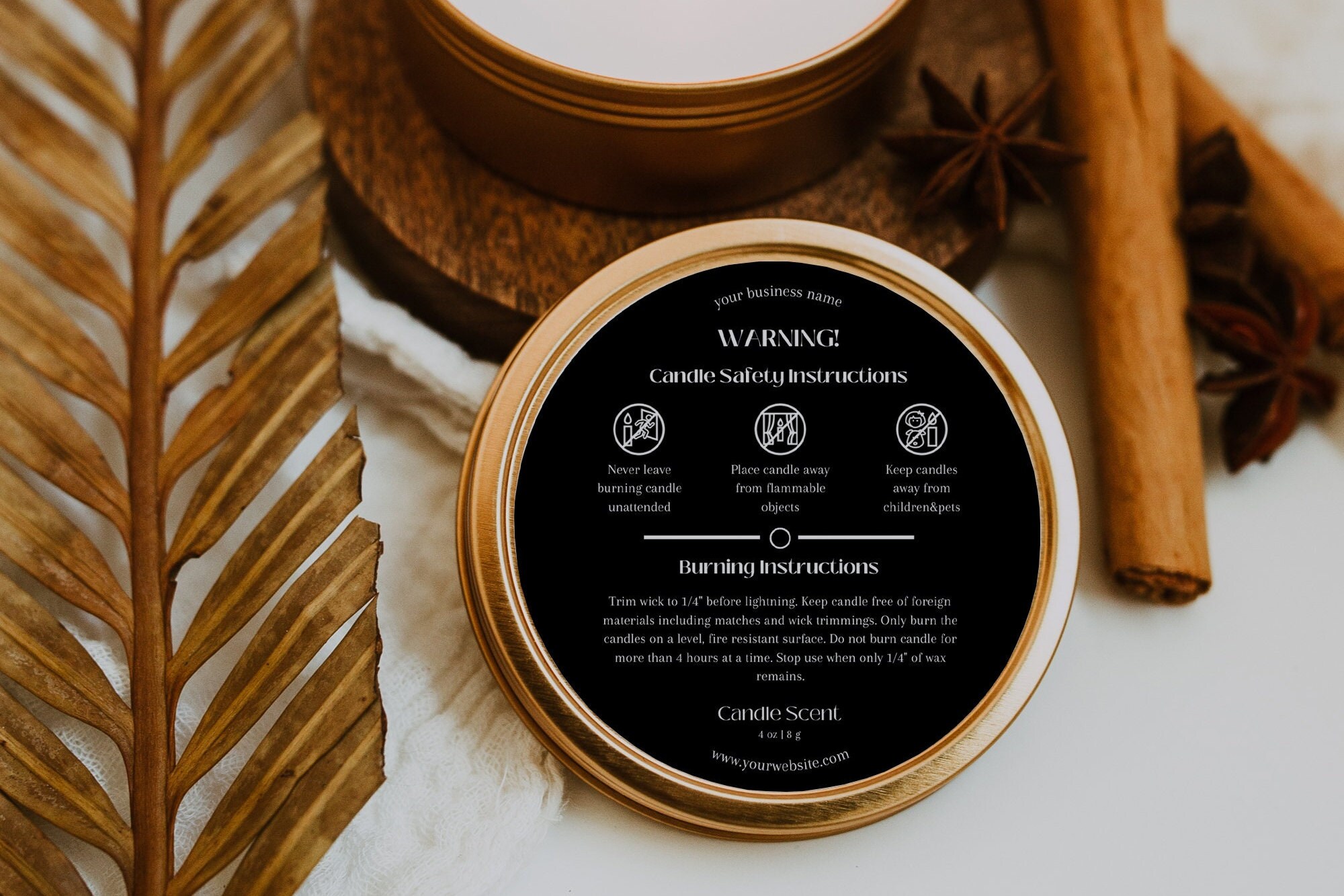 Editable Candle Warning Label Template, Printable Candle Safety Sticker ...