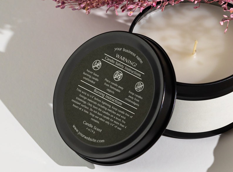 Editable Candle Warning Label Template, Printable Candle Safety Sticker ...