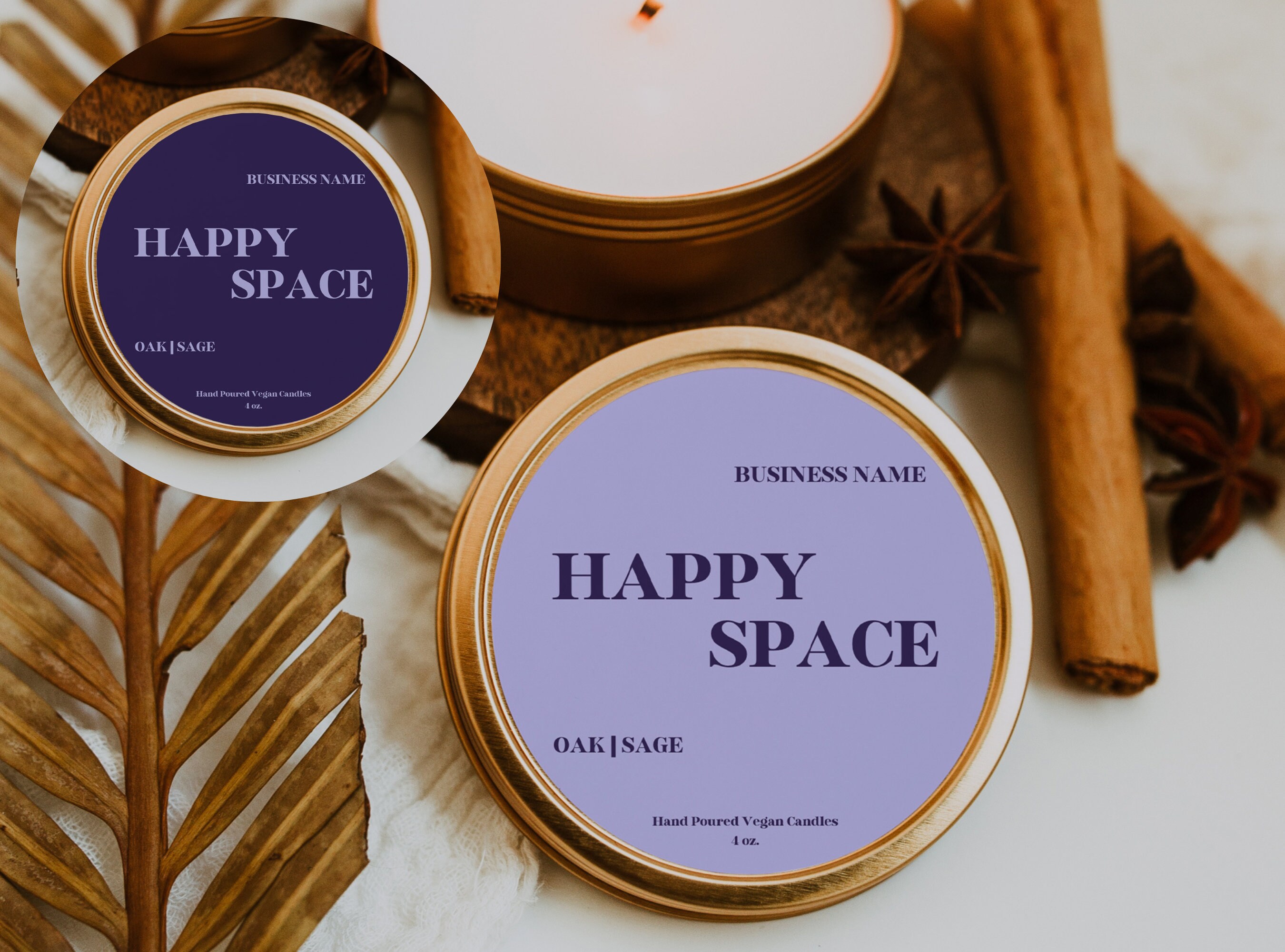 Editable Colorful Candle Label Bundle, Modern Round Candle Label Kit ...