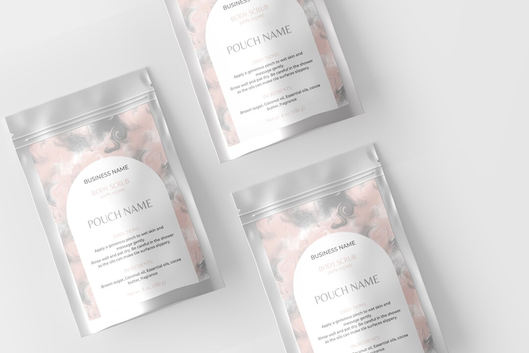 Abstract Pouch Label Template, Apothecary Pouch Label, Body Product ...