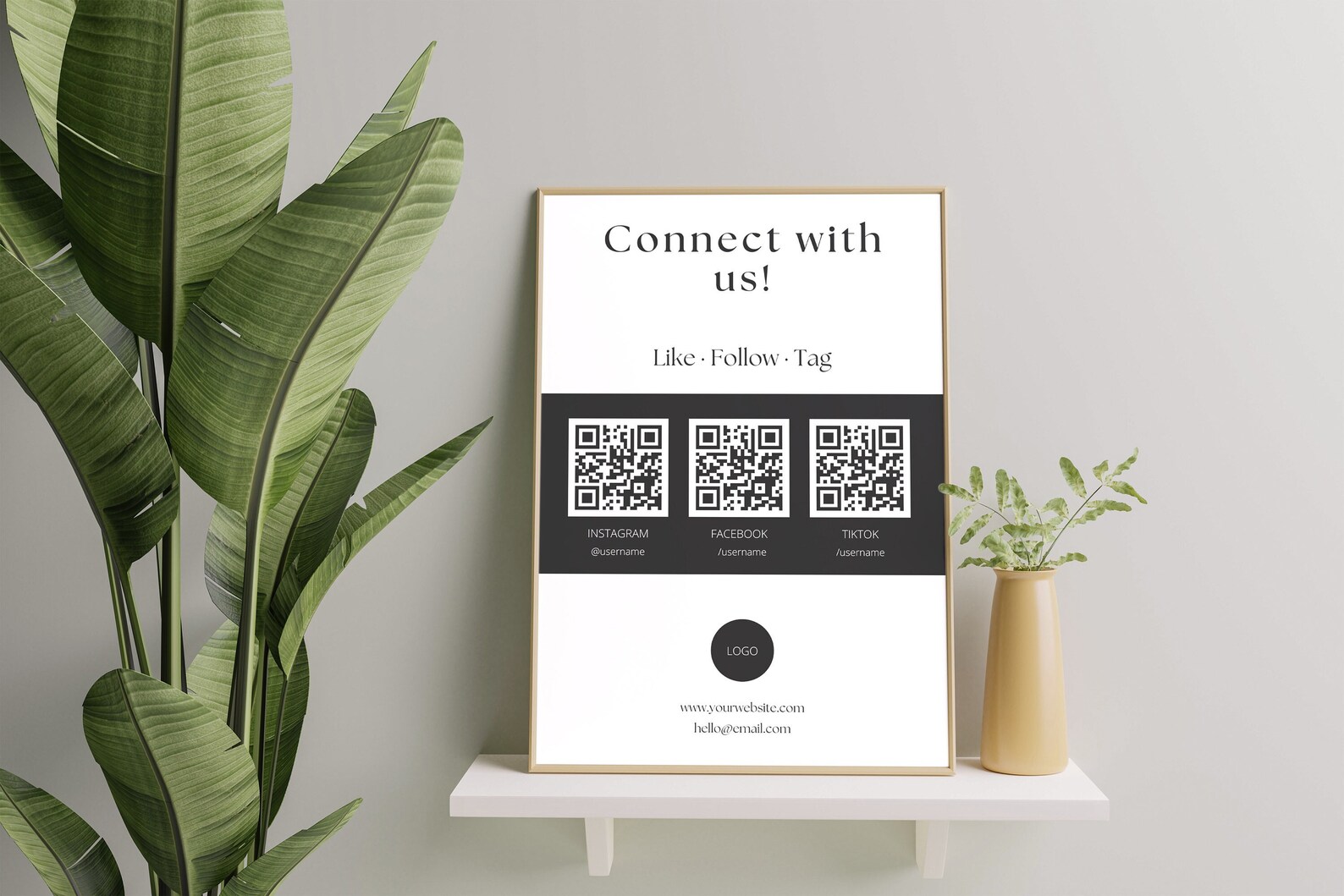 Social Media QR Code Sign Template, Instagram Sign, Facebook Sign ...