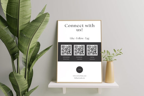 Social Media QR Code Sign Template Instagram Sign Facebook - Etsy