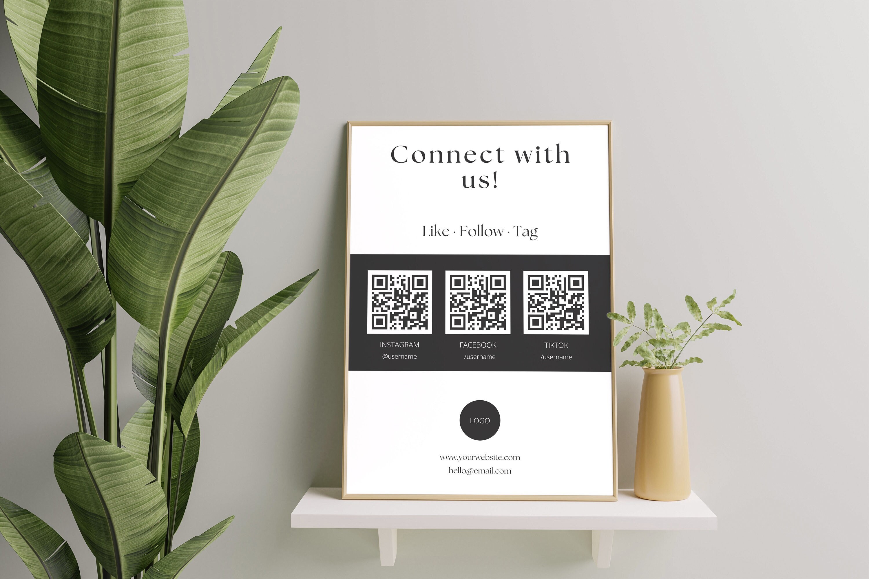 Social Media QR Code Sign Template, Instagram Sign, Facebook Sign ...