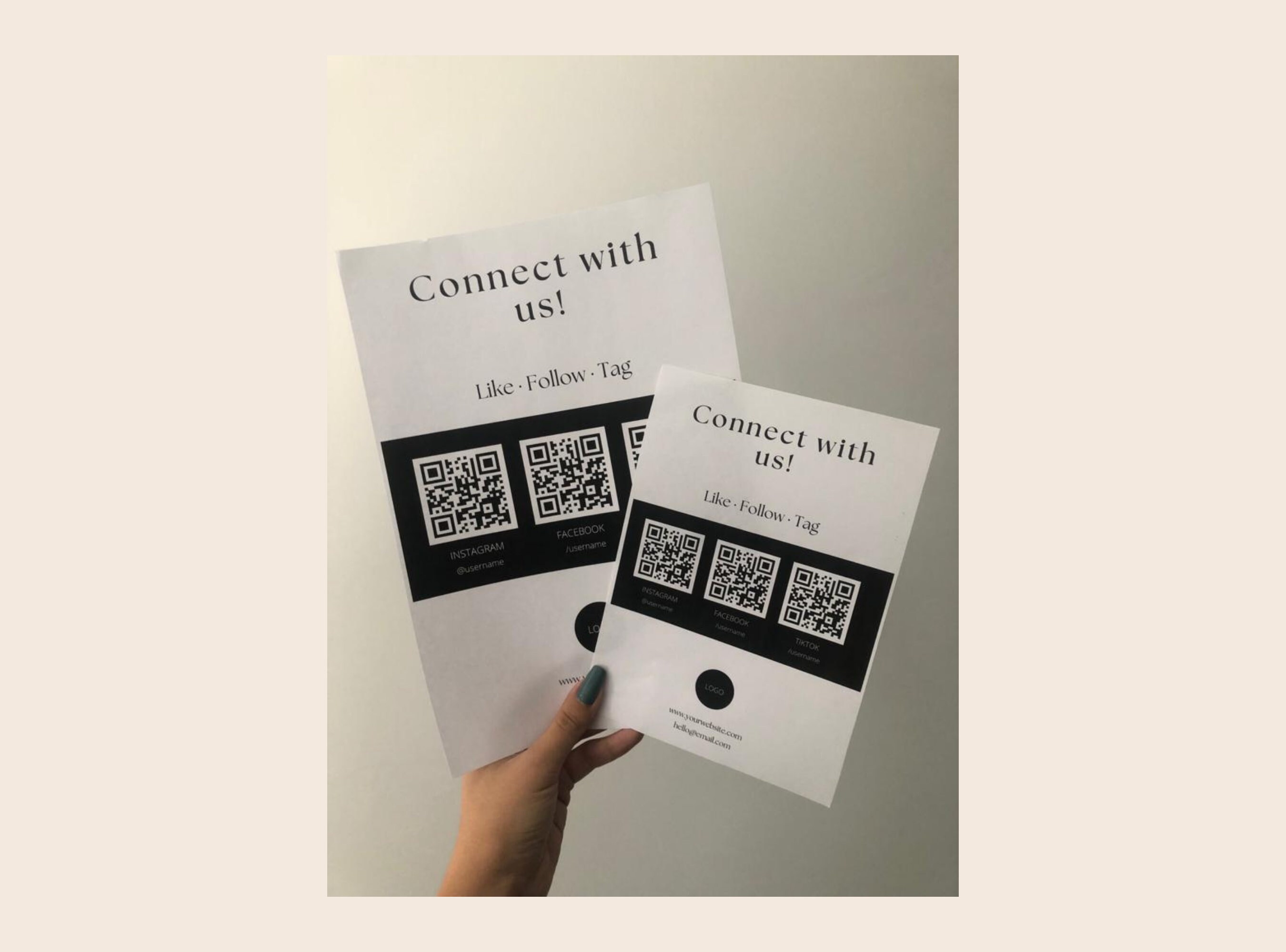 Social Media QR Code Sign Template, Instagram Sign, Facebook Sign ...