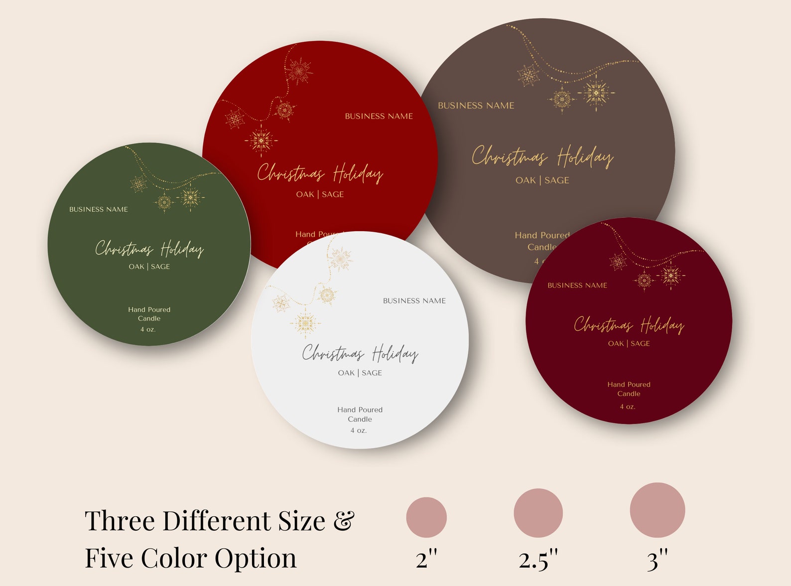 Christmas Round Candle Label Template,christmas Editable Candle Lid ...