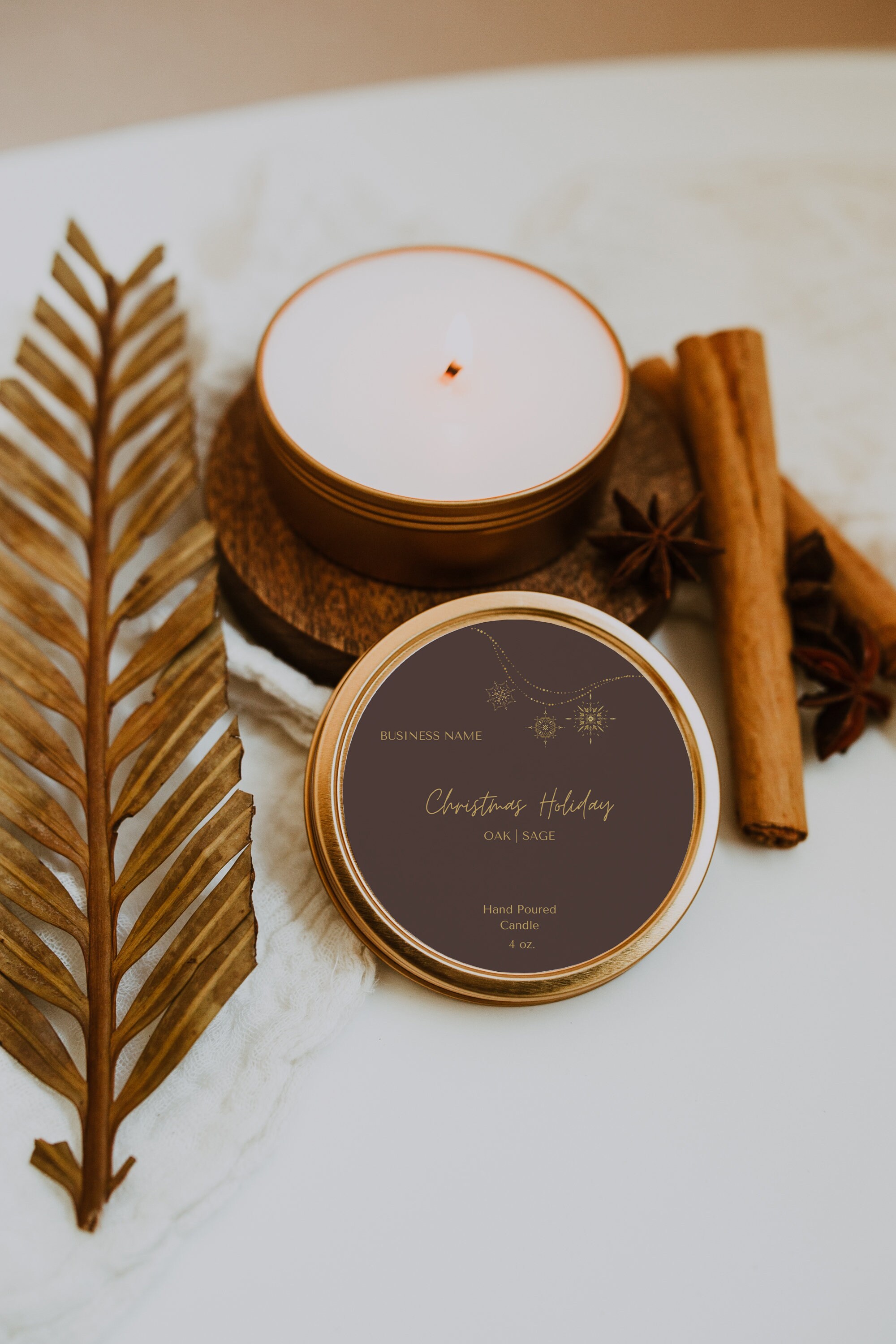 Christmas Round Candle Label Template,christmas Editable Candle Lid ...