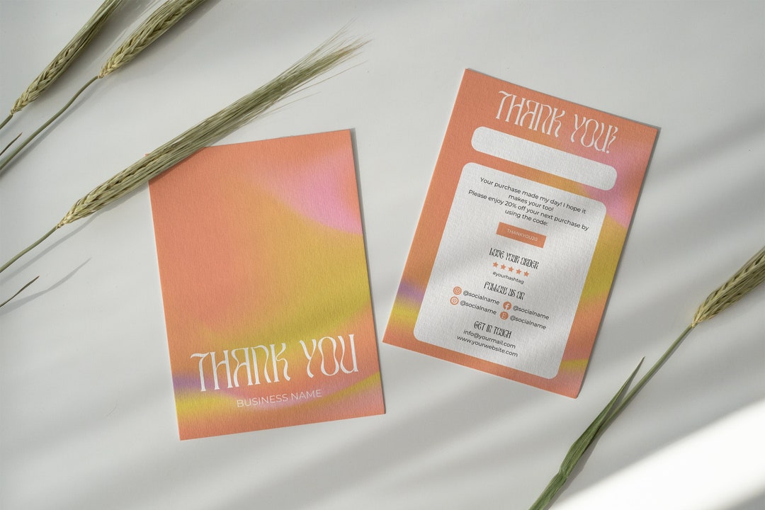 Gradient Business Thank You Card Template Y2K Editable Thanks for Your ...