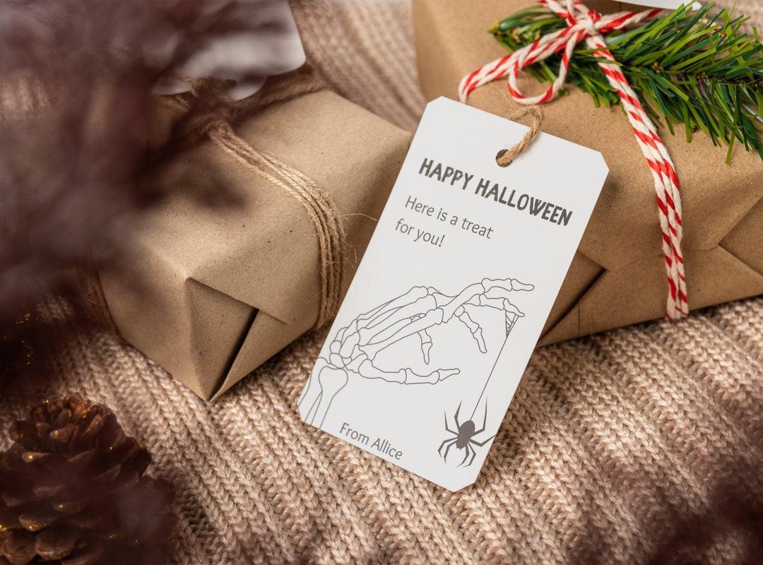Editable Happy Halloween Tag, Printable Halloween Favor Tags, Halloween ...