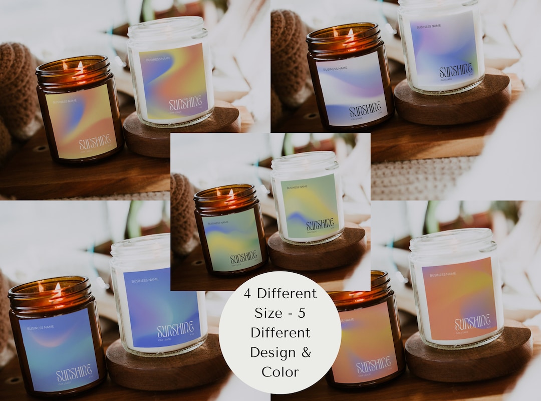 Editable Gradient Candle Label Bundle Template Customizable Orange ...