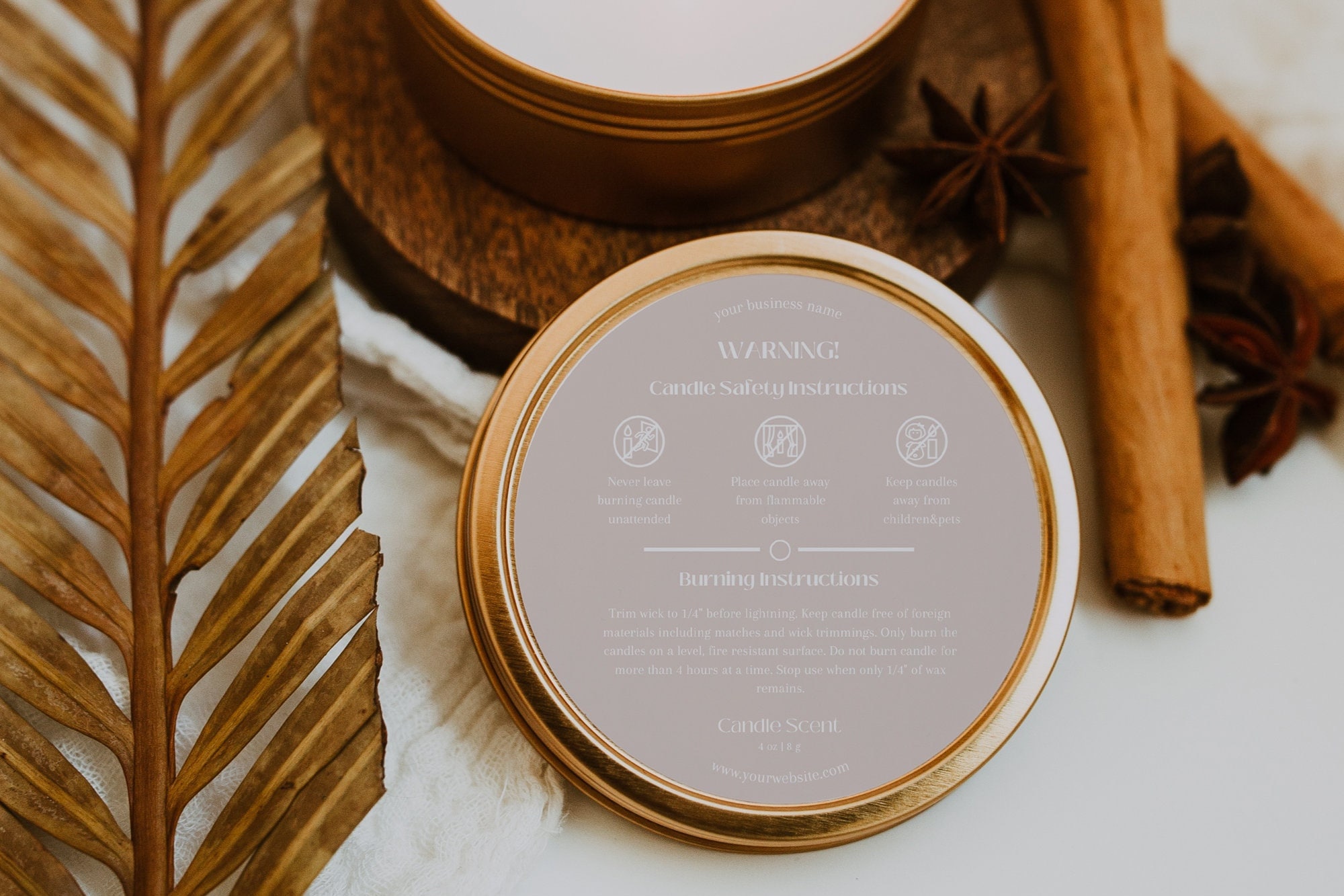 Editable Candle Warning Label Template, Printable Candle Safety Sticker ...