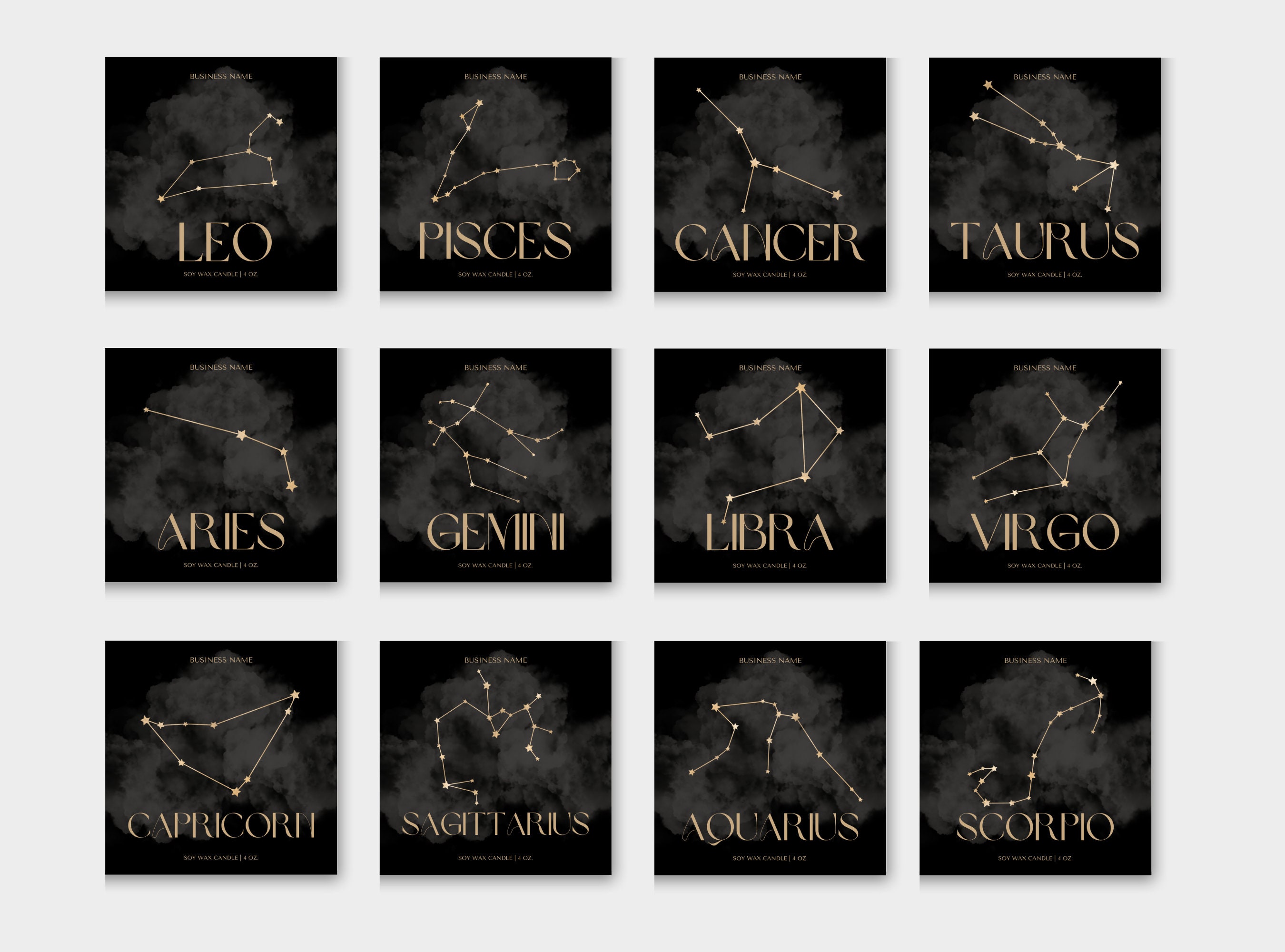 Zodiac Sign Candle Label Template, 12 Pcs Constellations Candle Label ...