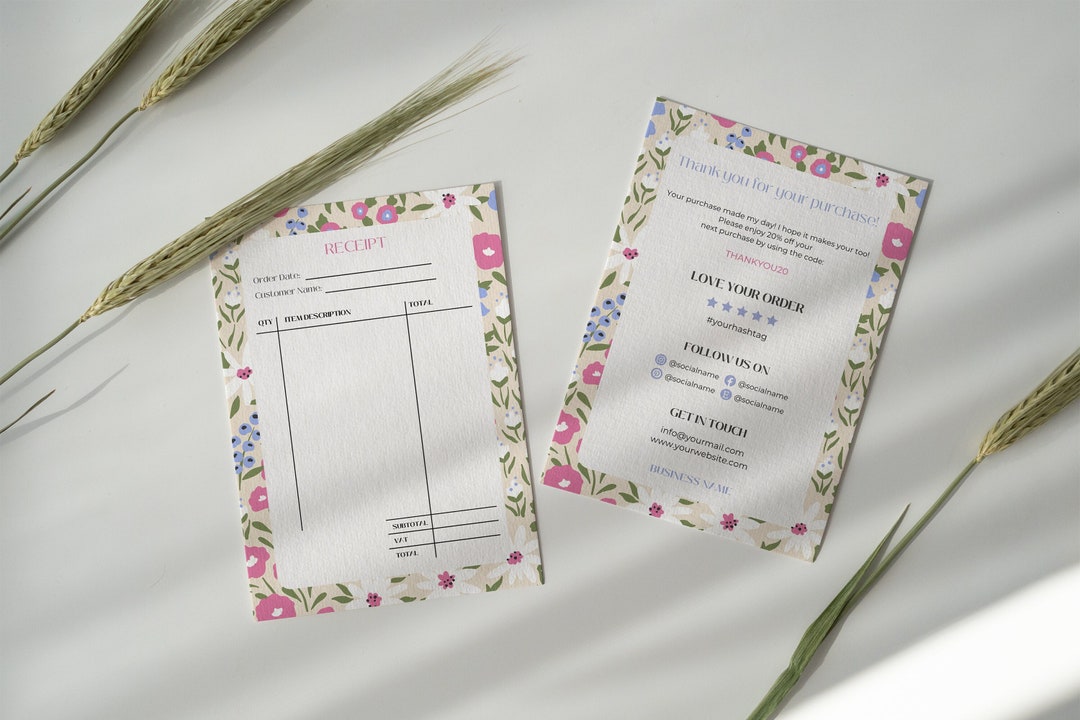 Editable Floral Receipt Template, Boho Order Receipt Form Template ...