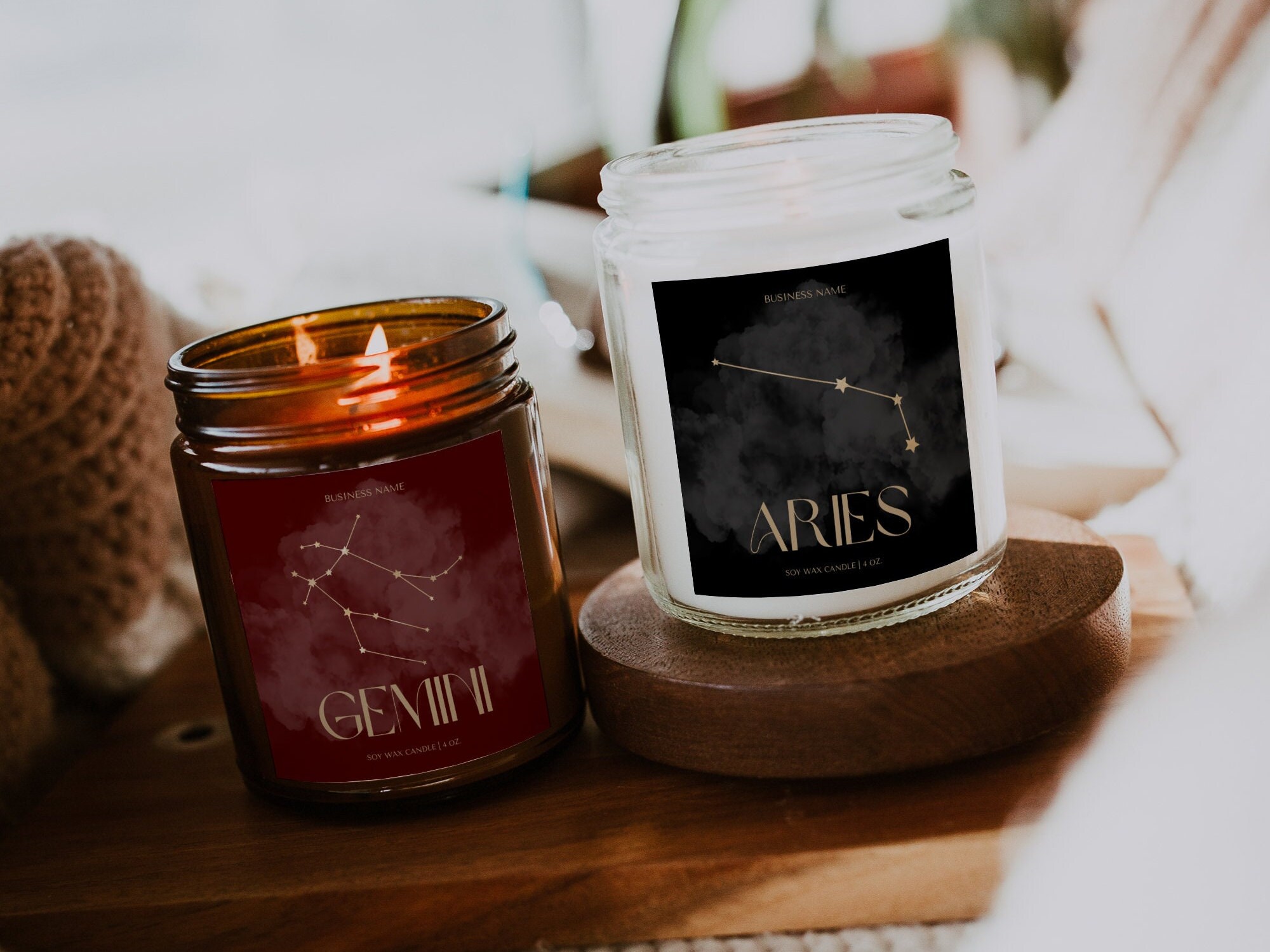 Zodiac Sign Candle Label Template, 12 Pcs Constellations Candle Label ...