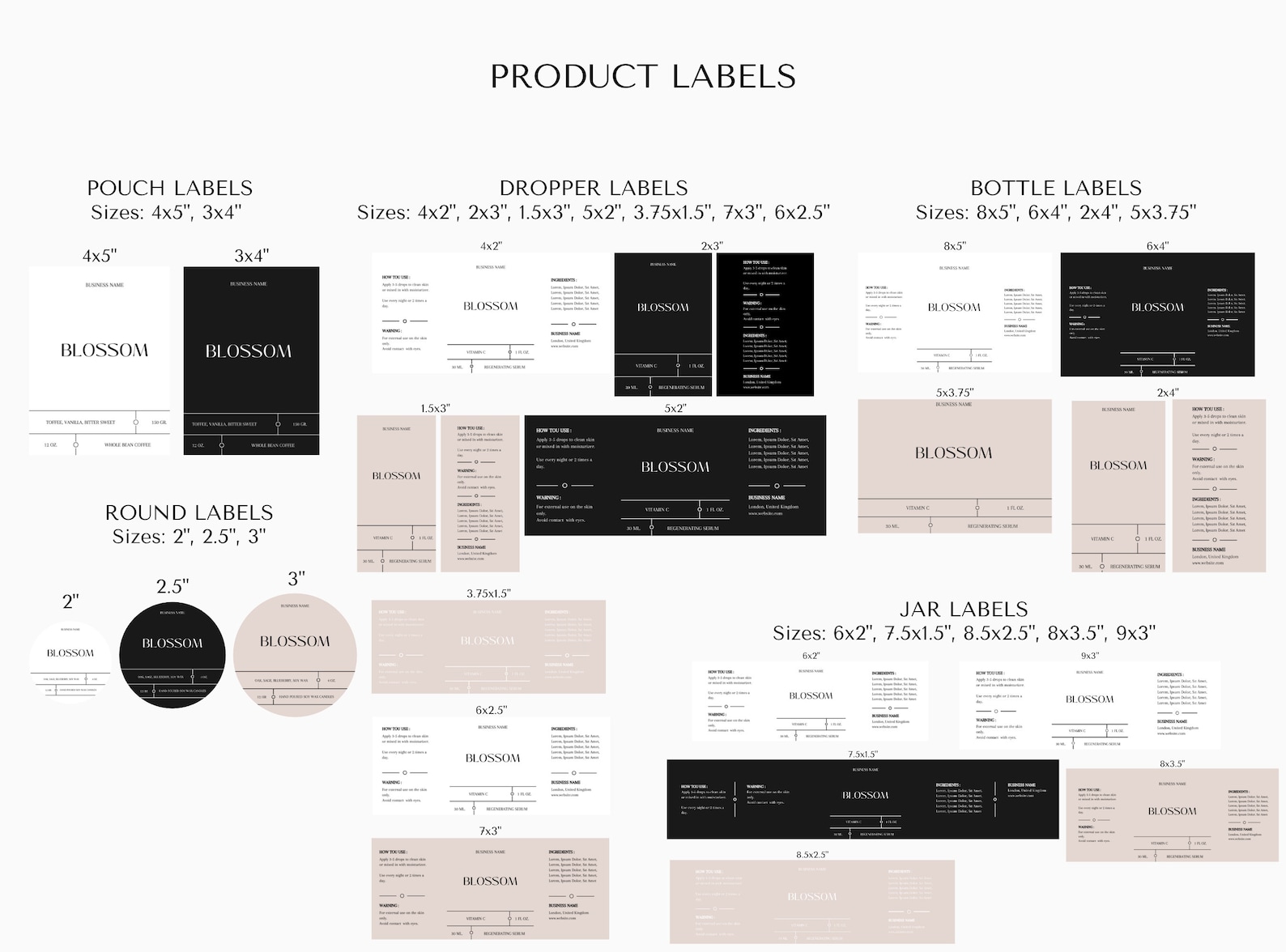 Editable Cosmetic Labels Modern Label Set Design Luxury - Etsy