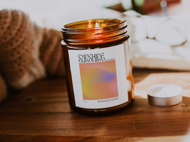 Editable Gradient Candle Label Template, Customizable Orange Candle ...
