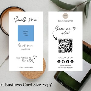 Candle Scent Sampler Card Template, Wax Melt Tester Card, Small ...