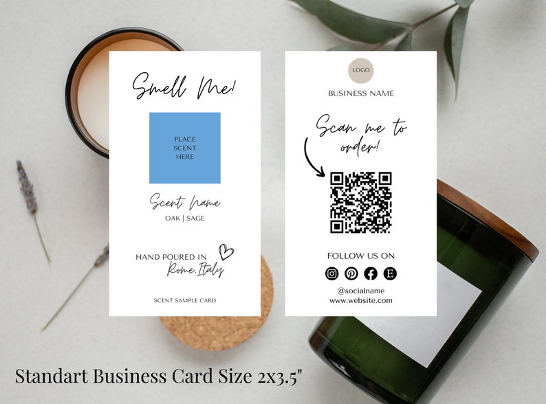 Candle Scent Sampler Card Template, Wax Melt Tester Card, Small ...