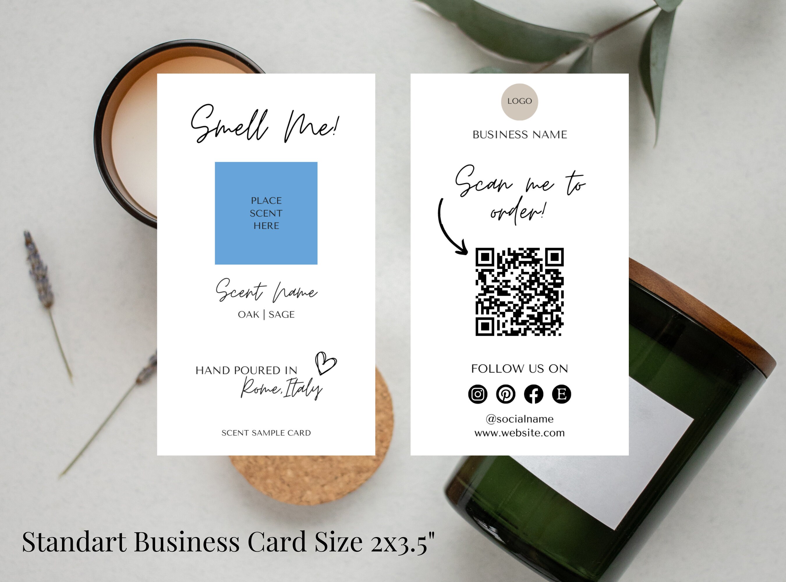 Candle Scent Sampler Card Template, Wax Melt Tester Card, Small ...