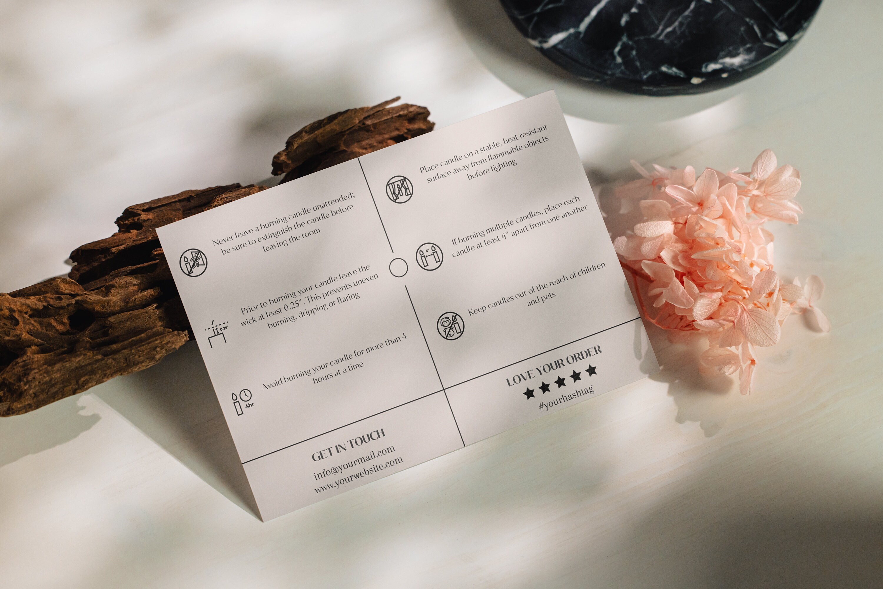 Candle Care Card Template With Icons Editable Candle - Etsy