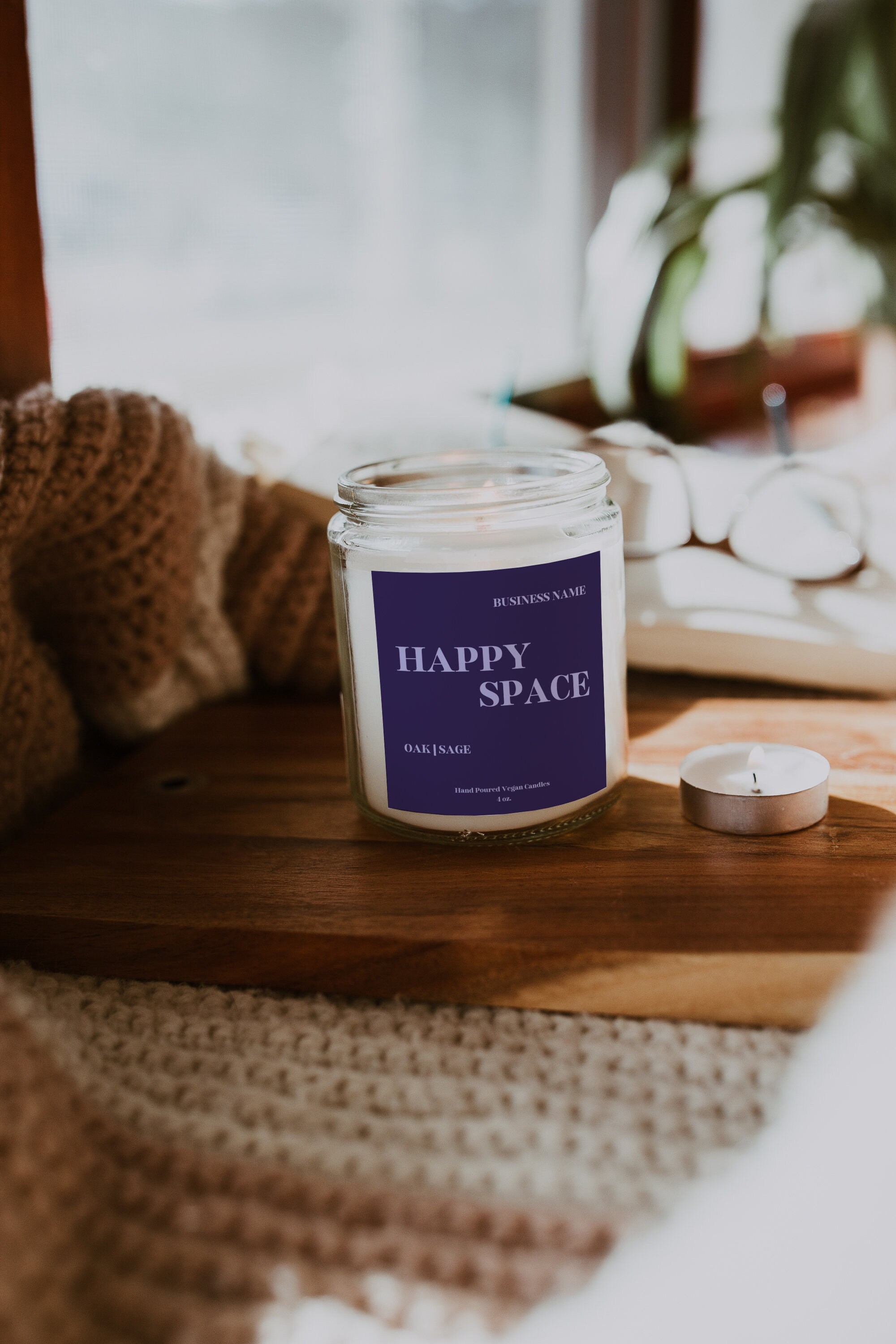 Editable Purple Candle Label Template, Customizable Modern Candle Label ...