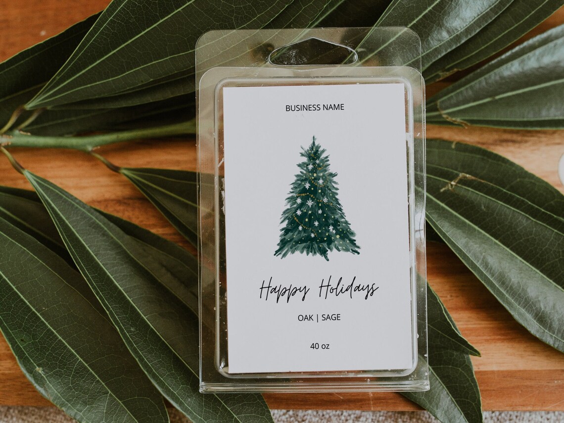 Christmas Editable Wax Melt Label Template Modern Wax Label - Etsy