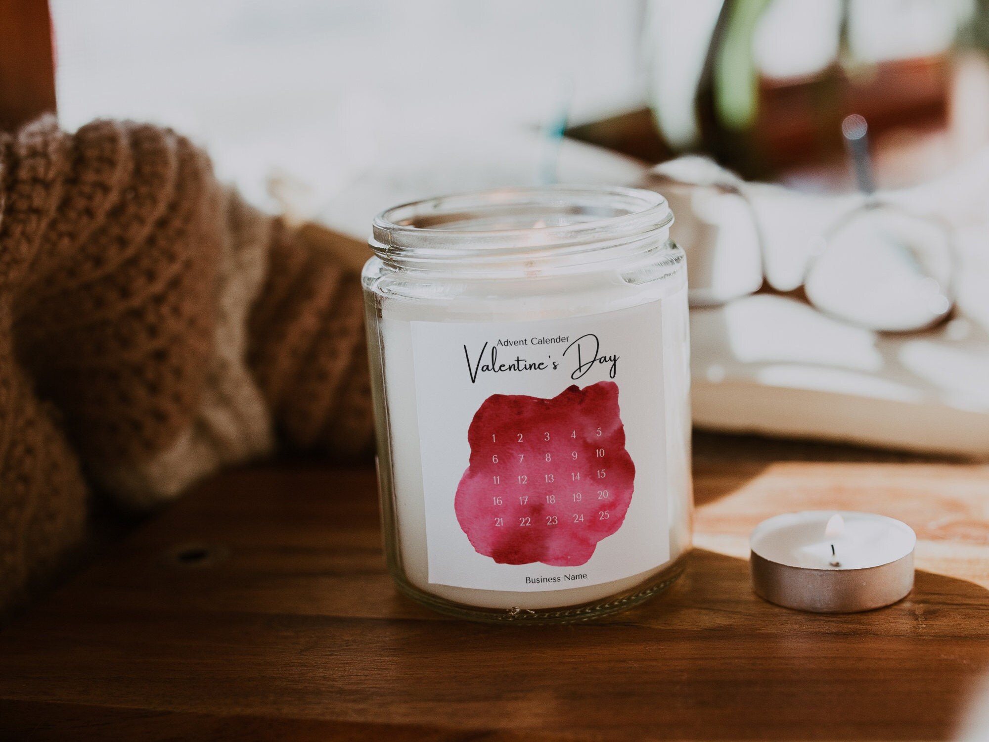 Editable Valentine's Day Countdown Candle Label, Advent Calendar Candle ...