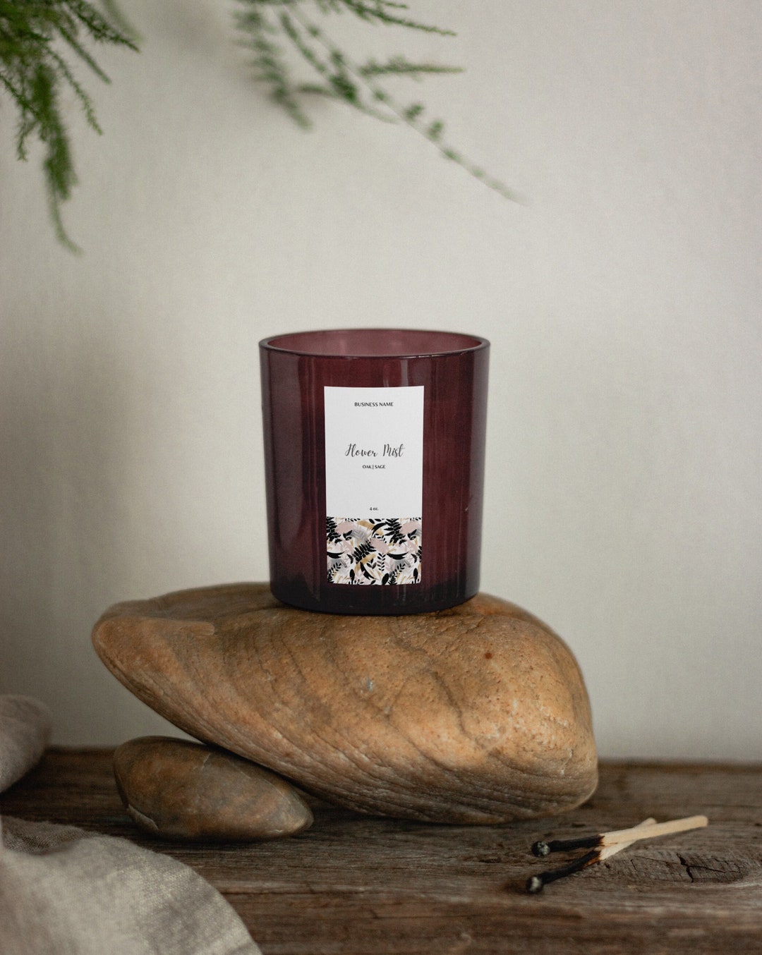 Vertical Floral Candle Label Template, Customizable Boho Candle Label ...