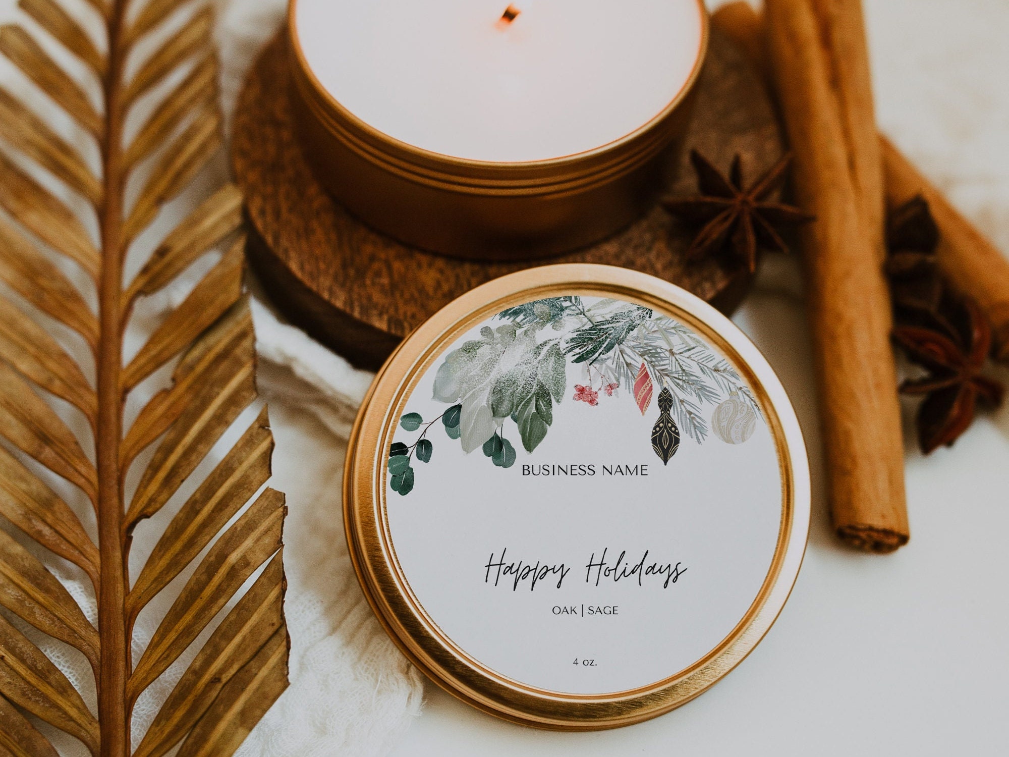 Christmas Round Candle Label Template,christmas Editable Candle Lid ...