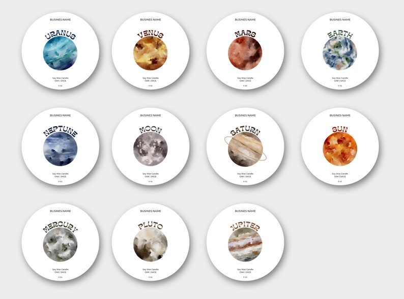 Editable Planets Candle Label Template, Constellation Candle Label, Tin ...